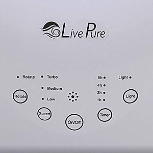 LivePure Bladeless Auto-Duster, Oscillating Fan w/Filter, Air Circulator, 11.5 x 22.44 x 6.73 in, White
