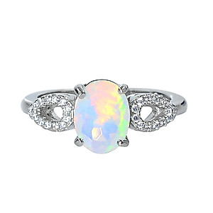 Natural 9X7 MM Ethiopian Welo Cut Opal Gemstone 925 Sterling Silver October Birthstone Wedding Jewelry Engagement Ring Gift For Her (Rose Gold Rhodium Plated Silver, 7.5)