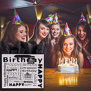 JWSCYSY 2Pcs White and Black Large Gift Bags with Tissue Paper, Happy Bithday Gift Bag for Men Women Birthday - 12.6" x 10.25" x 4.7".