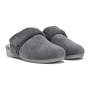 Vionic Adjustable Slipper with Orthotic Arch Support - Ind Charcoal - 7 Medium