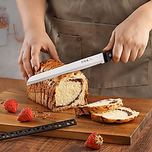 HAMMER IRON ALLEY Bread Knife, HIA Stainless Steel 8 inch Serrated Bread Knife, Perfect for Homemade Bread, Bagels and Cake, Knife Cover Included, Dishwasher Safe (8 inch Blade with 5 inch Handle)
