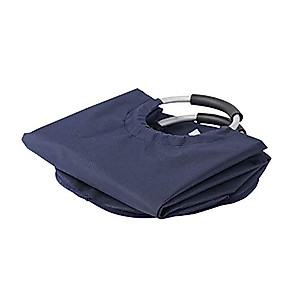 82L Large Thicken Laundry Basket Collapsible Fabric Laundry Hamper Foldable Heavy Duty Clothes Bag Portable Washing Bin Waterproof Cloth Hampers Storage with Durable Aluminum Handles (Dark Blue)