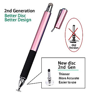 Stylus pens for Touch Screens(2 Pcs),Universal Stylus,[2-in-1] 2022 Updated Pens for All Touch Screens Cell Phones, Tablets, Laptops with 6 Replacement Tips(4 DiscsTips, 2 Fiber Tips)