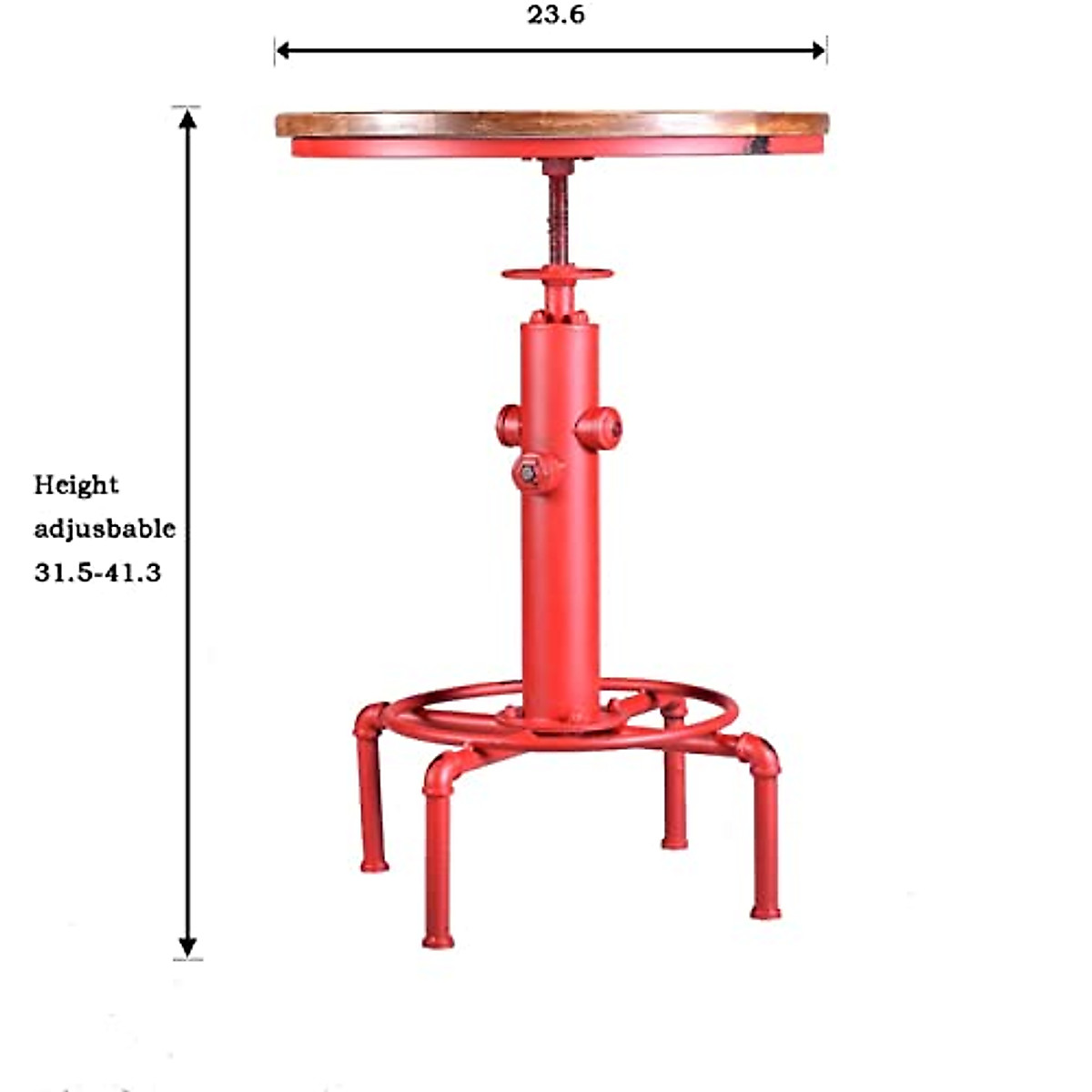 Topower 3 Piece Pub bar Set Vintage Industrial Round bar Table and Stools for 2, Height Adjustable Pub Table and stools Match bar Height and Counter Stool Antique Red(1 Table + 2 Chairs)