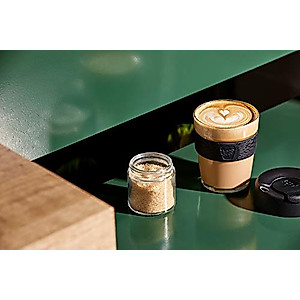 KeepCup 12oz Reusable Coffee Cup. Toughened Glass Cup & Non-Slip Silicone Band. 12-Ounce/Medium, Black