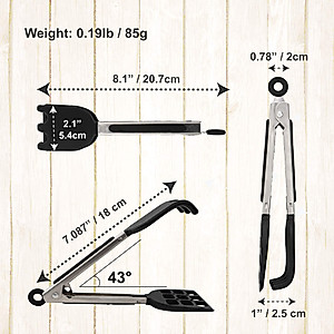 Mini Waffle Tongs by StarBlue – 8 Inches Silicone and Nylon Serving Tongs with Non-Slip Smooth Handles, Non-Scratch and Dishwasher Safe, Multipurpose Spatula Tongs for Belgian Waffle Serving