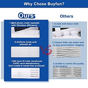 buyfun 115115 Size 21 Replacement Filter A H13(MERV 17) True HEPA Filter Compatible with Winix C535, PlasmaWave 5300, 5300-2, 6300, 6300-2, P300 Plasma wave, 1×HEPA filter+4×carbon filter