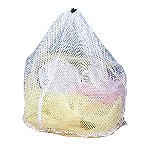 Small Commercial Mesh Laundry Bags with Handle and Drawstring for Dormitory, Travelling, College,Apartment, Camping, RV, Machine Washable, Over Door Hanging Mesh Bag,20×17inc
