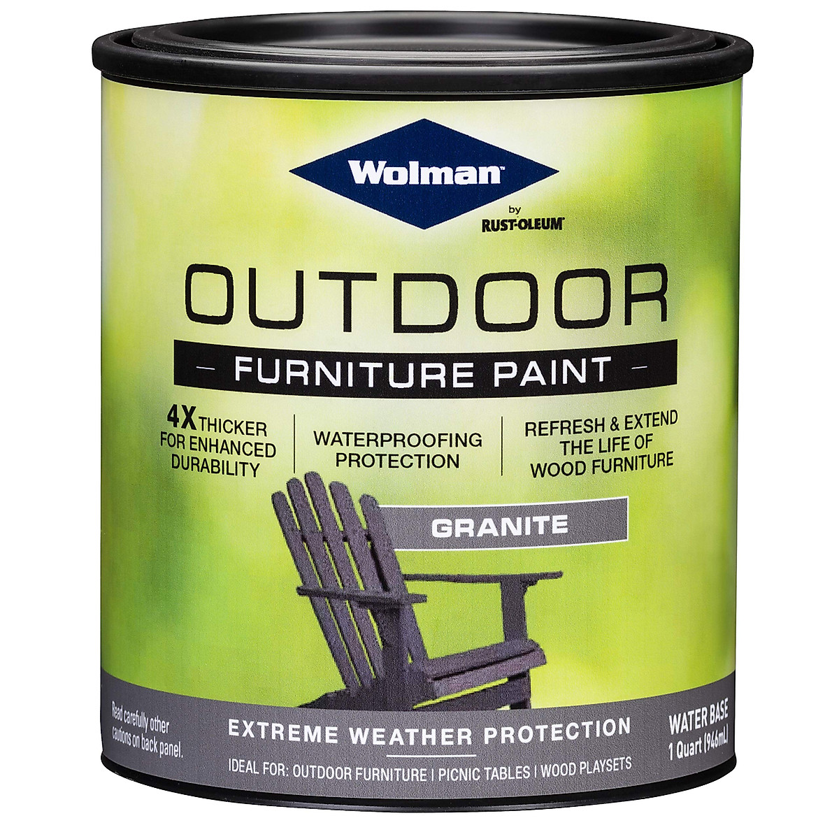 Wolman 360351 Outdoor Furniture Paint, Quart, Granite, 12 Fl Oz