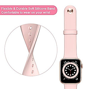 OUHENG 2 Pack Sport Band Compatible with Apple Watch Band 41mm 40mm 38mm, Soft Silicone Band Strap for iWatch Series 8/7/6/5/4/3/2/1/SE2/SE (Pink Sand/White, 41mm 40mm 38mm)