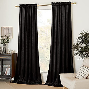 NICETOWN Black Blackout Curtains for Backdrops, Thermal Insulated Noise Reducing Velvet Curtains for Film, Extra Long Window Curtains for Large Door Windows (2 Panels, 52-inch Wide x 120-inch Long)