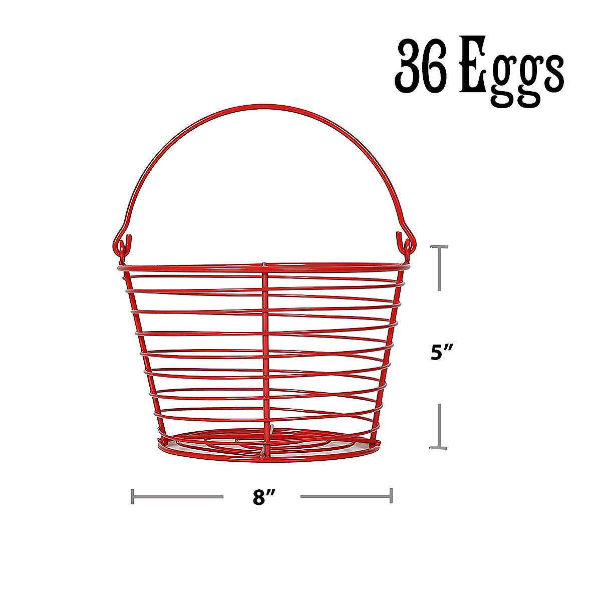 CONCORD 8" Egg Basket For Storage Collecting and Transporting Chicken and Duck Eggs. Farm Grade Wire Baskets. 2 Pack (Red)