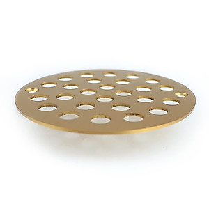 Poyde 4 Inch Screw-in Round Shower Drain Cover Replacement Floor Drainer with Screws (Brushed Golden)
