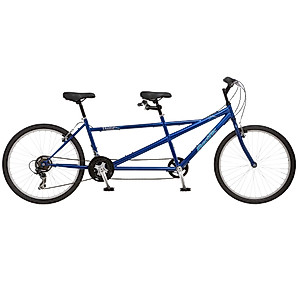 Pacific Dualie Adult Tandem Cruiser Bike, Two-Rider Bicycle for Men and Women, 26-Inch Wheels, 21-Speed, Linear Pull Brakes, Blue