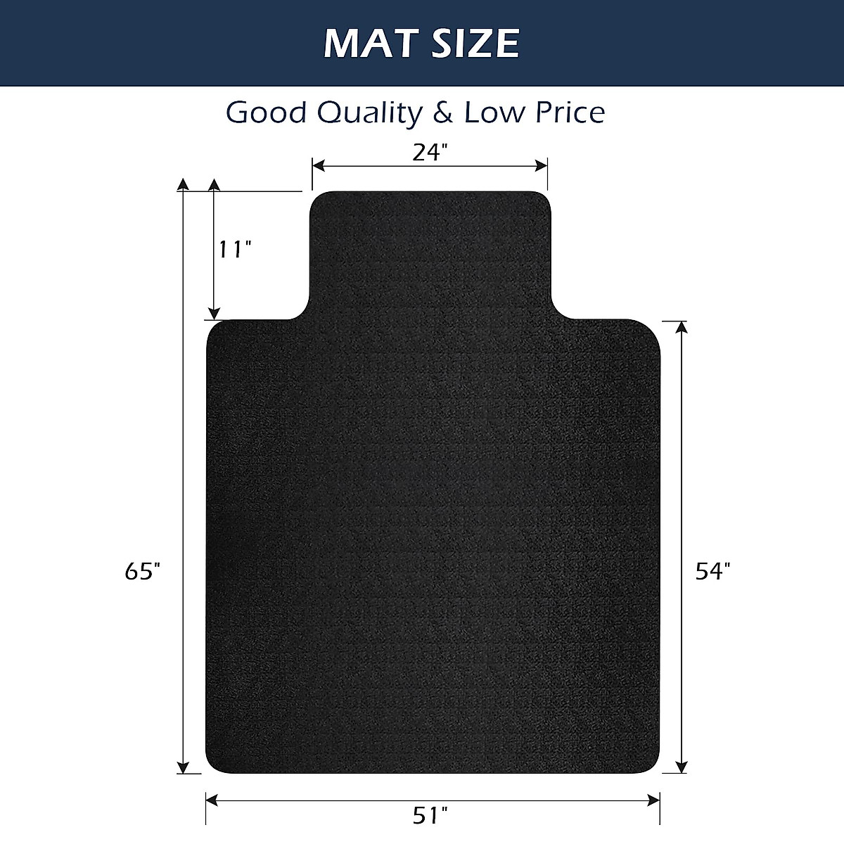 SALLOUS Chair Mat for Hard Floor, 63" x 51" Vinyl Office Chair Mat with Lip, Slip-Resistant Floor Protector Desk Mat for Home - Not for Carpet (Black)