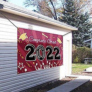 Bunny Chorus Graduation Banner, Extra Large 71" x 40" Maroon Photo Backdrop, Class of 2022 Graduation Party Supplies, Congrats Grad Banner, Graduation Party Decorations 2022