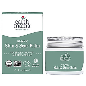 Earth Mama Organic Skin & Scar Balm |C-Section Recovery Skin Care, Pregnancy Stretch Mark Scar Cream with Organic Jojoba Oil, Tamanu Oil & Gotu Kola