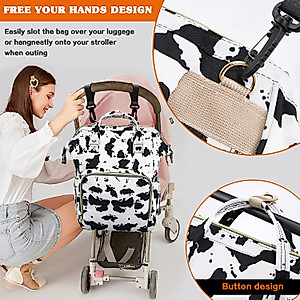 Diaper Bag Backpack for Mom & Dad, Multifunction Waterproof Baby Changing Bags, Large Nappy Bag Backpack (Cow)