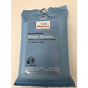 Walgreens Pre-Moistened Wash Gloves 12 wash gloves/pack