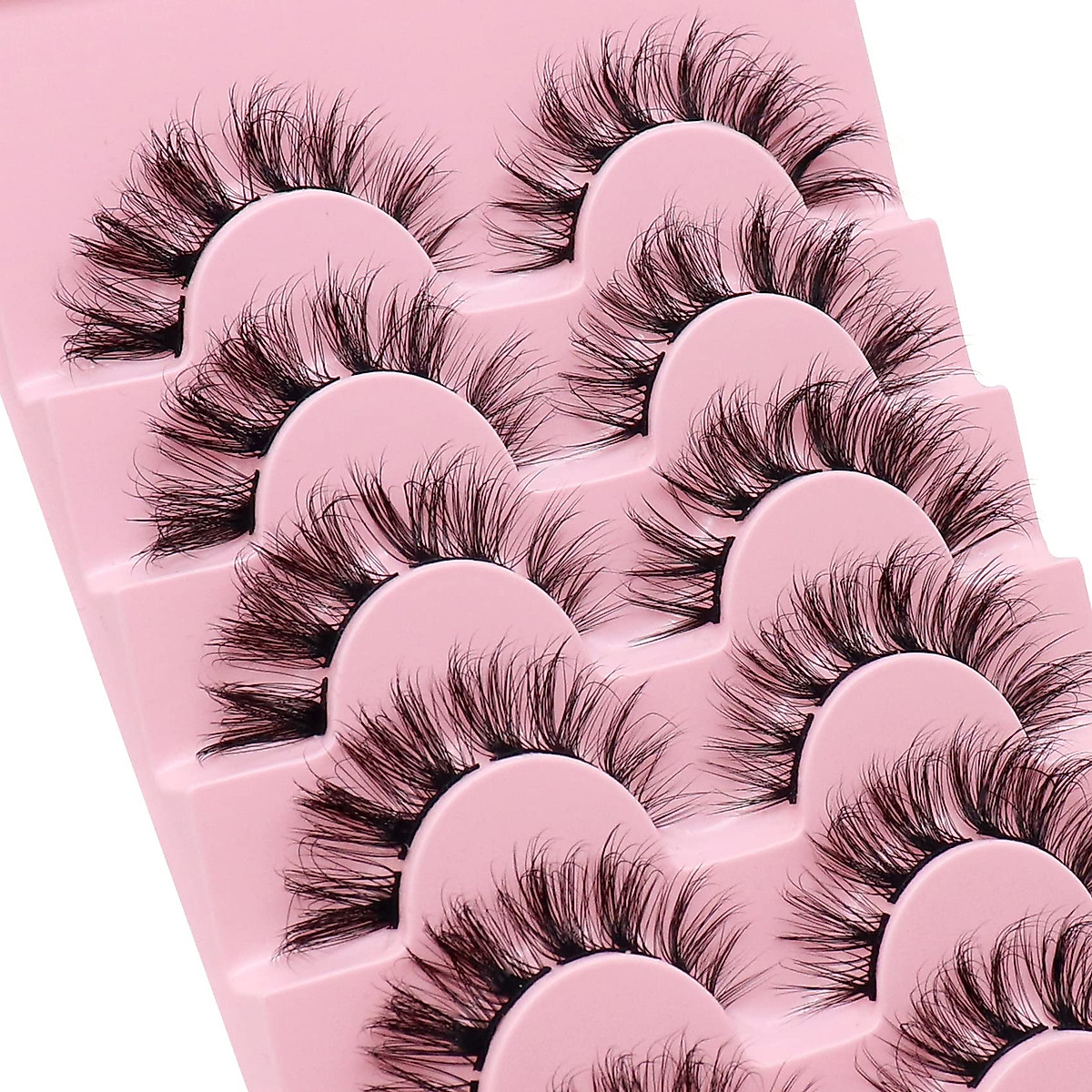 Fyonas Lash Clusters Cat Eye Lashes Lash Extension Wispy False Eyelashes 7 Pairs 3D Faux Mink Lashes Fluffy&Volume Lashes Pack | Lash Clusters 06