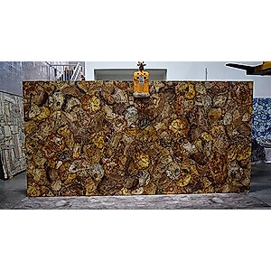 30 x 48 Inches Dining Table Top with Brown Petrified Resin Art Rectangle Shape Marble Meeting Table from Indian Art and Crafts