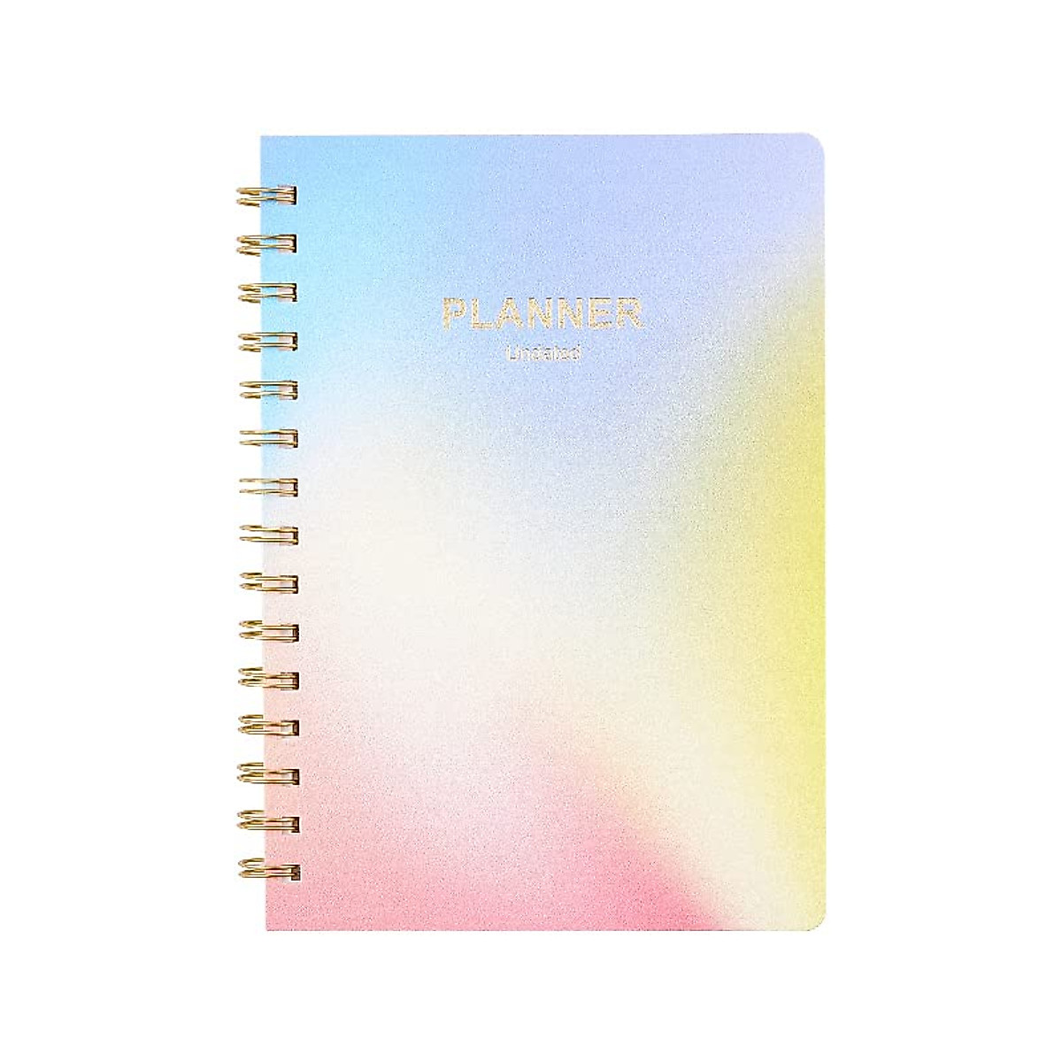 Undated Academic Weekly and Monthly Planner for 2023, 2024 and 2025, 5.75"x 8.2" 12 Month Spiral Planner with Tabs, Thick Paper, Twin-Wire Binding, Inner Pocket, 4 Sheets Stickers Rainbows