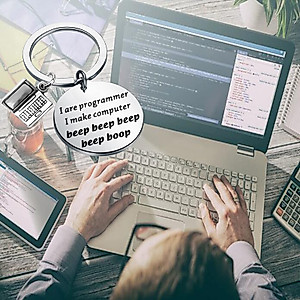 POTIY Computer Programmer Programming Keychain I Are Programmer I Make Computer Beep Boop Programmer Key Ring (programmer)
