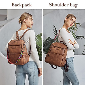 BOSTANTEN Backpack Purse for Women Fashion Designer Travel Backpack Leather Convertible Shoulder Bags Casual Daypack Brown