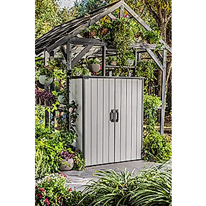 Keter Premier Tall Resin Outdoor Storage Shed for Patio Furniture, Pool Accessories, and Bikes