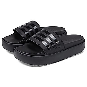 adidas Women's Adilette Platform Slide Sandal, Black/Black/Black, 8