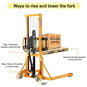 APOLLOLIFT Manual Pallet Stacker with Straddle Legs 2200lbs Capacity 63" Lift Height and Double Scissor Hydraulic Lift Table/Cart 1760lbs Capacity