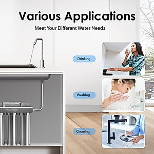Waterdrop TST-UF 0.01μm Ultra-Filtration Under Sink Water Filter, Stainless Steel, 5X Service Life,Remove 99.99% of Contąminants Larger Than 0.01μm, USA Tech (3 Filter Included)