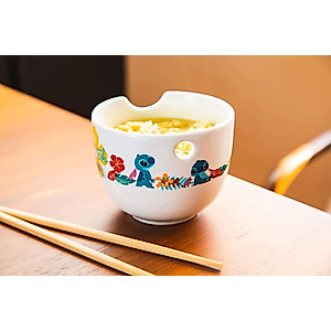 Robe Factory LLC Disney Lilo & Stitch Japanese Dinnerware Set | 16-Ounce Ramen Bowl, Chopsticks