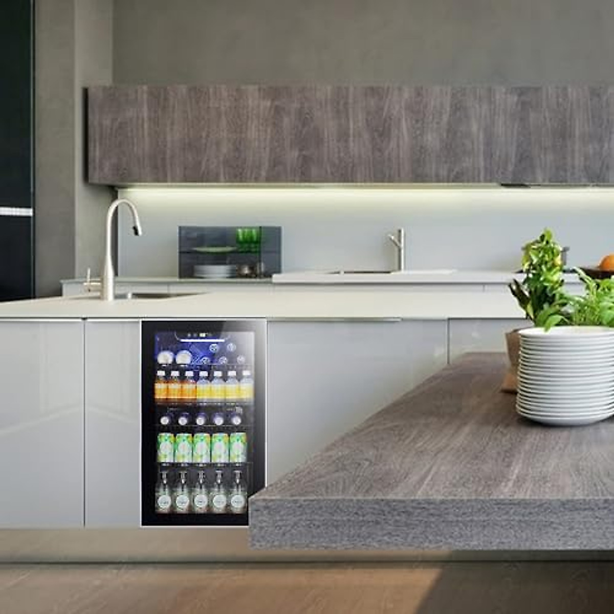 Antarctic Star Beverage Refrigerator Cooler - 120 Can Mini Fridge Glass Door for Soda Beer or Wine Small Drink Dispenser Clear Front for Home, Office or Bar,3.2 cu.ft.