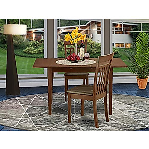 East West Furniture NOCA3-MAH-LC Dining Set, 3-piece, Mahogany Finish