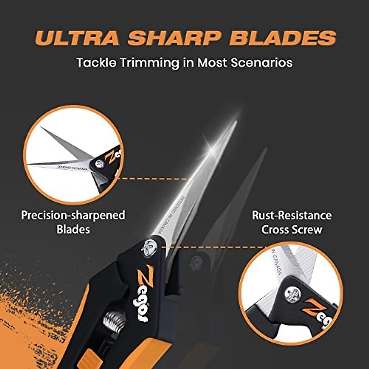 Zegos Bud Trimming Scissor 1 Pack with Stainless-Steel Straight Blades, Precision Pruning Shears, Hand Pruning Snips, Garden Scissors for Herb and Bud Trimming, Bonsai Cutting (1 Pack)