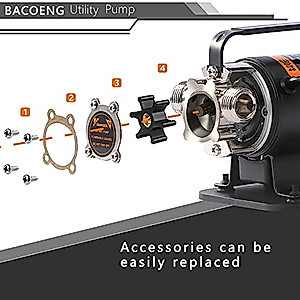 BACOENG Water Transfer Pump, 115V 330 GPH Portable Electric Suction Self-priming Water Utility Pump with 6ft-long Standard Garden Hose for Rain Barrel, Bilge, Yard, Pond And Aquariu