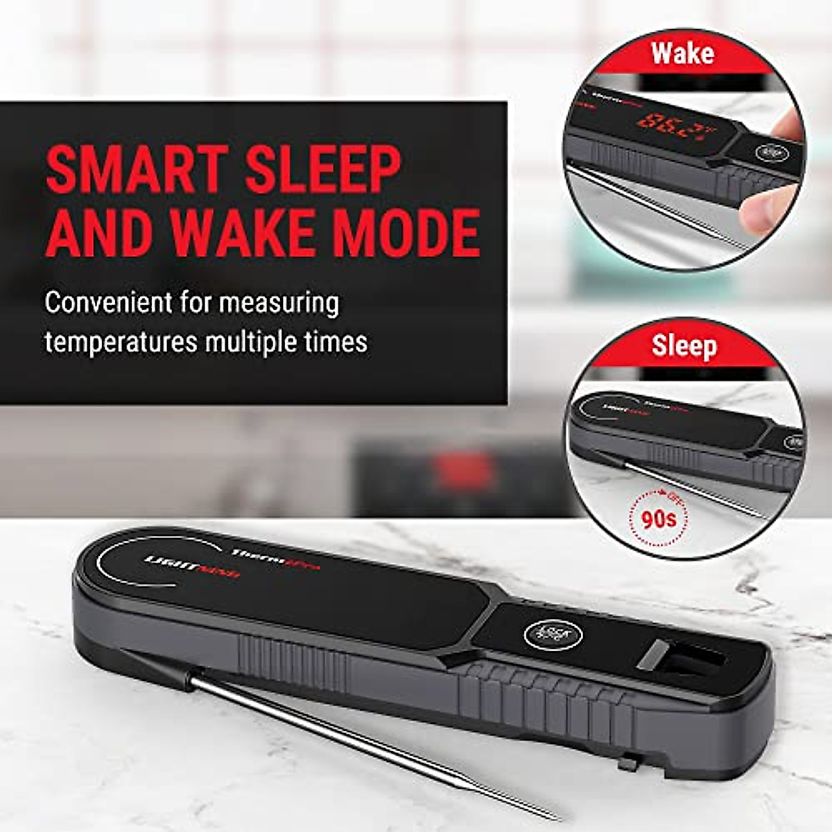 Instant Read Meat Thermometer - 1 Sec Quick, Accurate, Waterproof