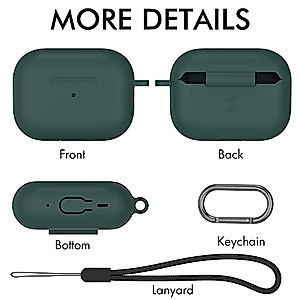 NIUTRENDZ AirPods Pro 2nd Generation Case 2022 Silicone AirPods Pro 2 Case Cover with Lanyard and Keychain [Wireless Charging & Front LED Visible] (Pine Green)