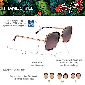 Maui Jim Men's and Women's Pua Polarized Fashion Sunglasses, Pink Tortoise w/Rose Gold/Maui Rose®, Medium
