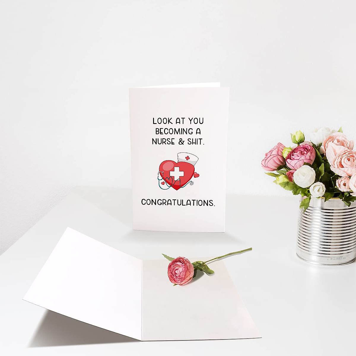 Chenive Nurse Graduation Card, Funny New Nurse Card, Graduation Card For Nursing School Graduate, Nursing Degree Card, Look At You Becoming a Nurse and Shit