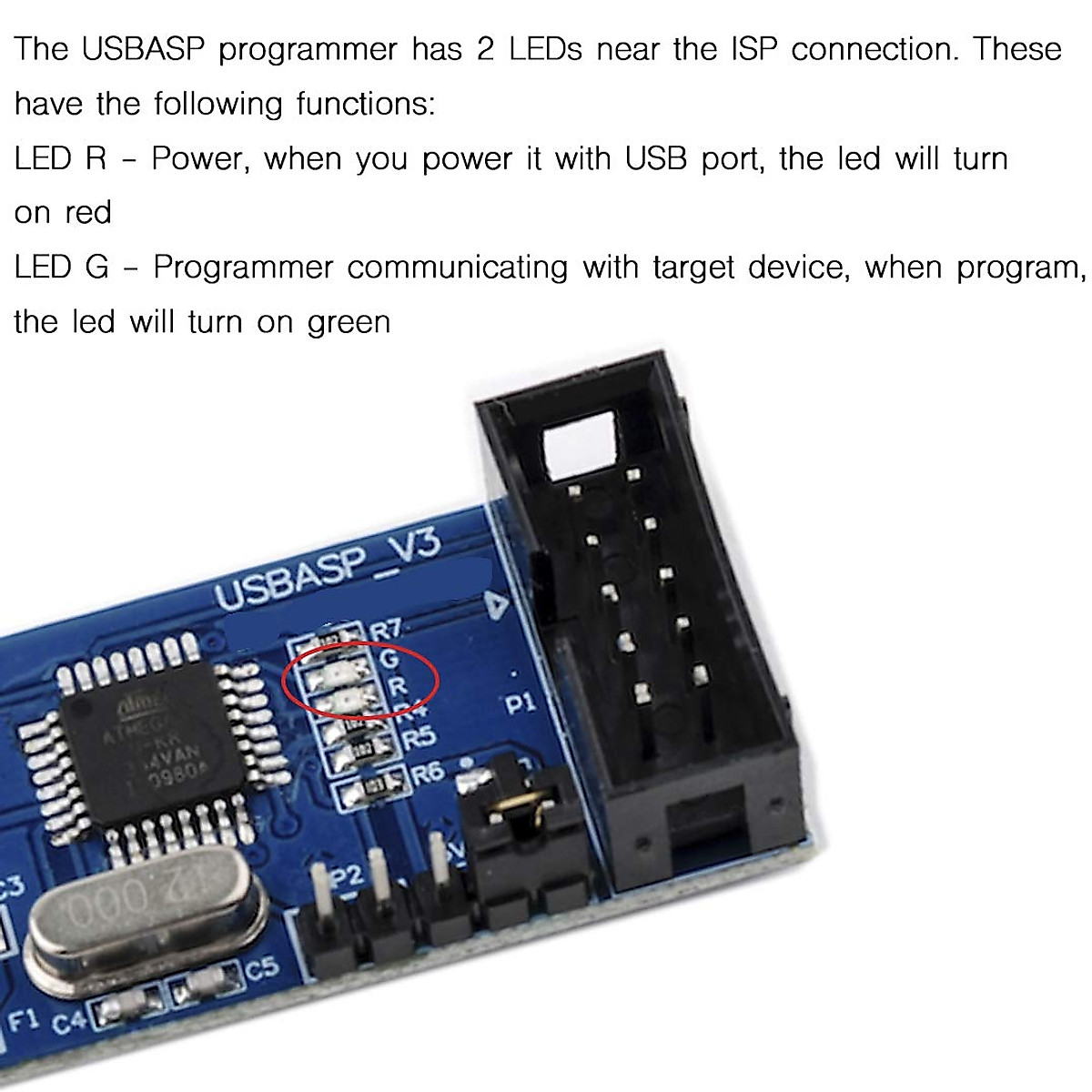 DIYmall USBASP Programmer 10 Pin AVR Downloader Flash Tool USB ISP Burn Bootloader 51 AVR ATMEGAA8 with USBASP 10 PIN to 6 PIN Adapter for Arduino Ender 3 Pro 5V/3.3V