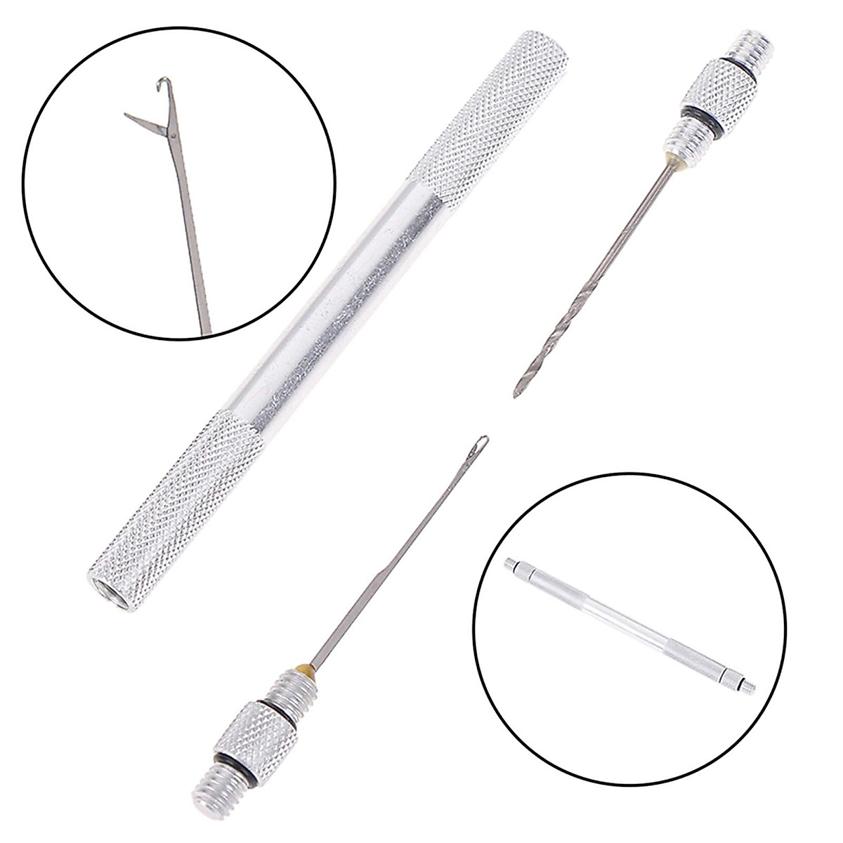 sknsalfew Carp Fishing Rigging Bait Needle Tool Set, 5-in-1 Carp Fishing Tackle Kit, Bait Boilie Drill Stringer Needle with Nonslip Aluminum Alloy Handle