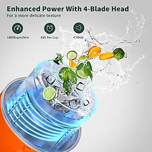 GREECHO Portable Blender, One-handed Drinking Mini Blender for Shakes and Smoothies, 12 oz Personal Blender with Rechargeable USB, Made with BPA-Free Material Portable Juicer, Carrot Orange