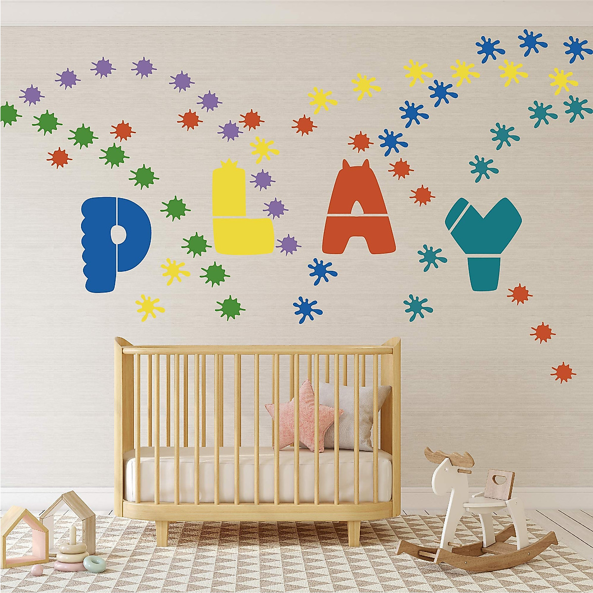 Paint Splatter Wall Decal-Ink Splotch Vinyl Stickers for Toddler Boys Girls Kids Room Bedroom Playroom Decor