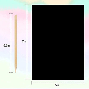 Mocoosy 60 Pcs Scratch Art Paper for Kids, Rainbow Magic Scratch Off Paper Set Art Craft Kit Black Scratch Paper Sheets with 4 Stencils 5 Wooden Stylus for Birthday Party Favors Game Activities