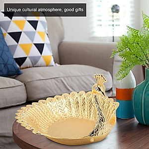 Dried Fruit Plate, Home Peacock Shape Metal Table Snack Tray, for Decoration Place Dried Fruit