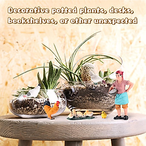 18 Pcs Farm Cute Animal Figurines Easter Toy Set 7 Pcs Simulated Chicken Figurines Realistic Plastic Farmer Feeder 10 Pcs Mini Fence Toys Preschool Toy Figure Play Set for Collection Educational Props