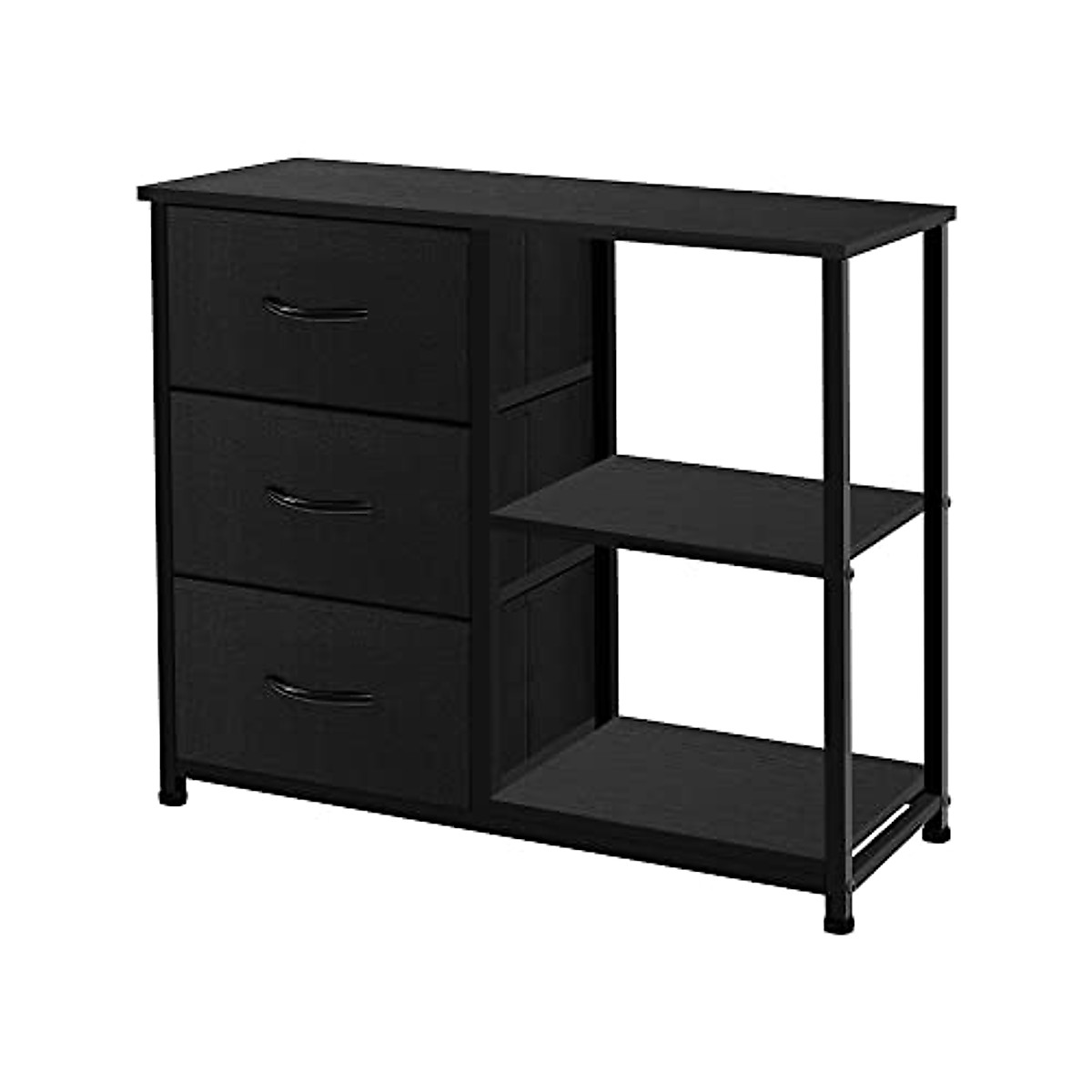 AZL1 Life Concept Rustic Brown Fabric Dresser, 4 Drawer Organizer Unit with 2 Shelves, Storage Chest for Bedroom, Entryway, Hallway, Living Room, Office, Black