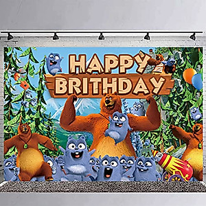 Grizzy and The Lemmings Backdrop Birthday Banner for Cartoon Grizzy Birthday Party Supplies Grizzy and The Lemmings Photograph Background Photo Booth 5x3ft